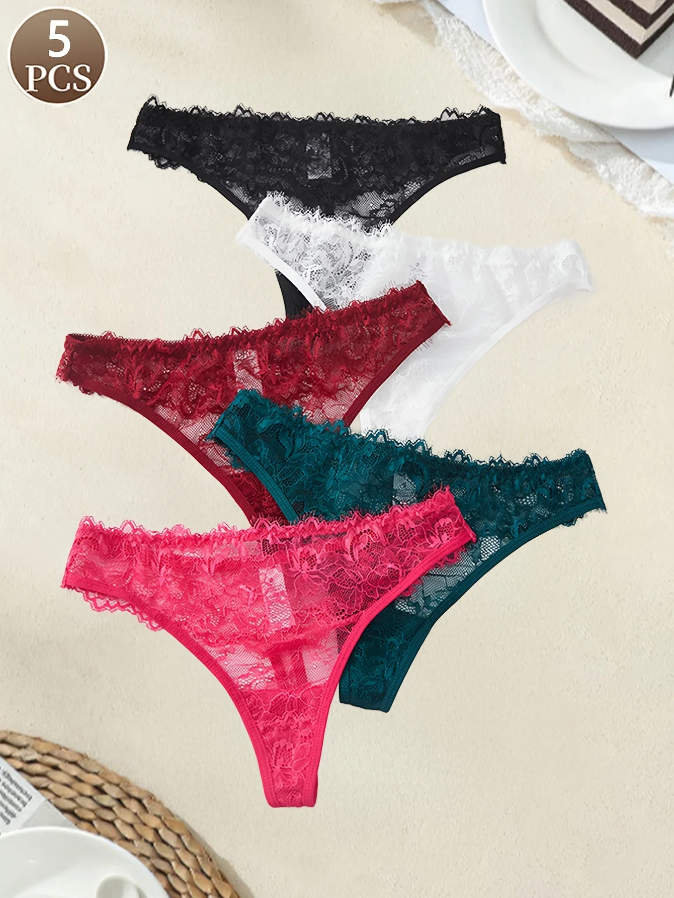 5PCS women's panties fashionable lace sexy low waist underwear ...