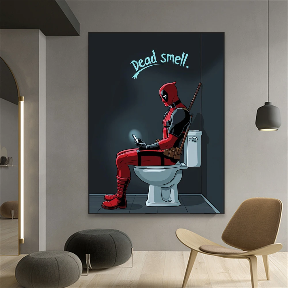 Funny-Disney-Deadpool-Wall-Poster-Superhero-Bathroom-Wall-Art-Canvas ...