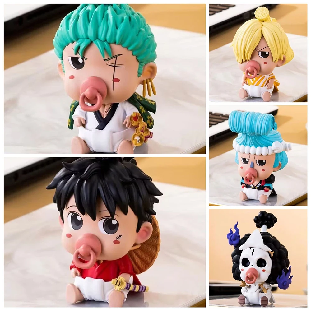 One Piece Q Version Anime Figure Model Toys Luffy Zoro Sanji Brook PVC ...