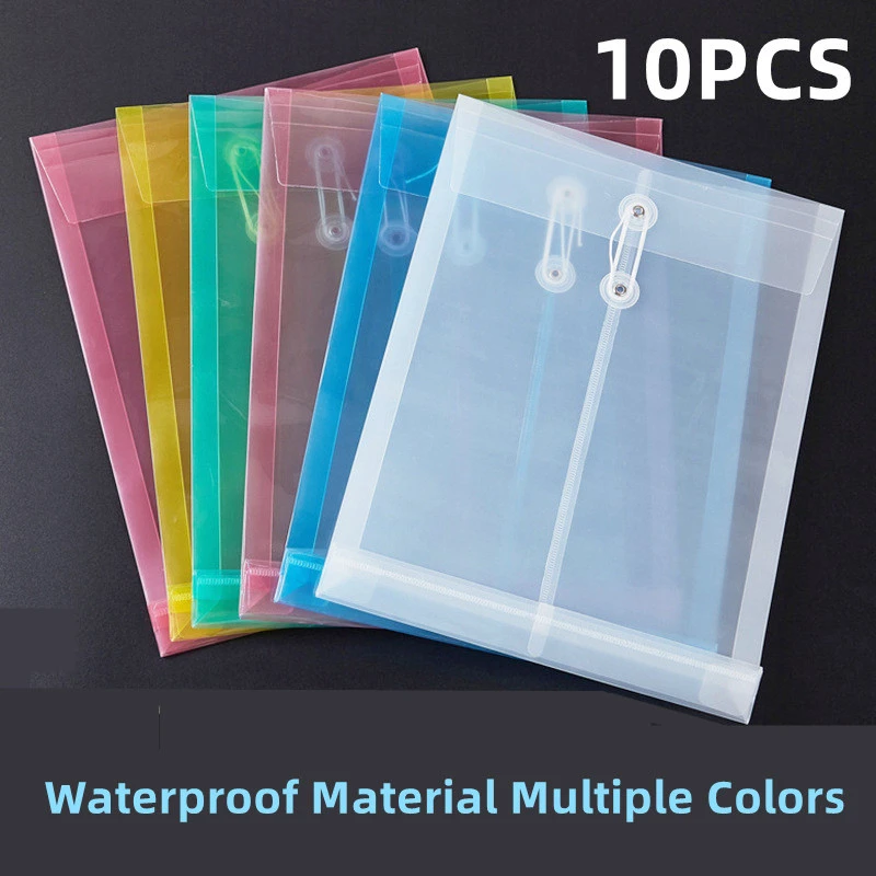 10PCS Document Bag Transparent Plastic File Thickened Waterproof ...