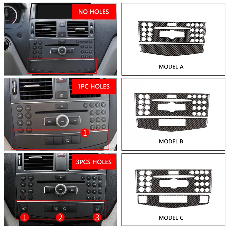 Carbon-Fiber-Car-Center-Control-Navigation-Panel-Frame-Trim-Stickers ...