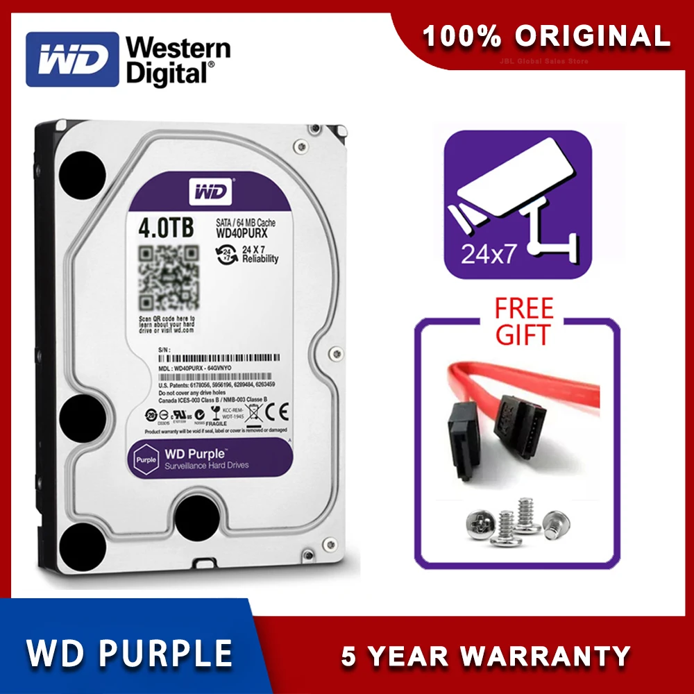 WD Purple 4TB Surveillance Internal Hard Drive Disk 3.5" 64M Cache SATA ...