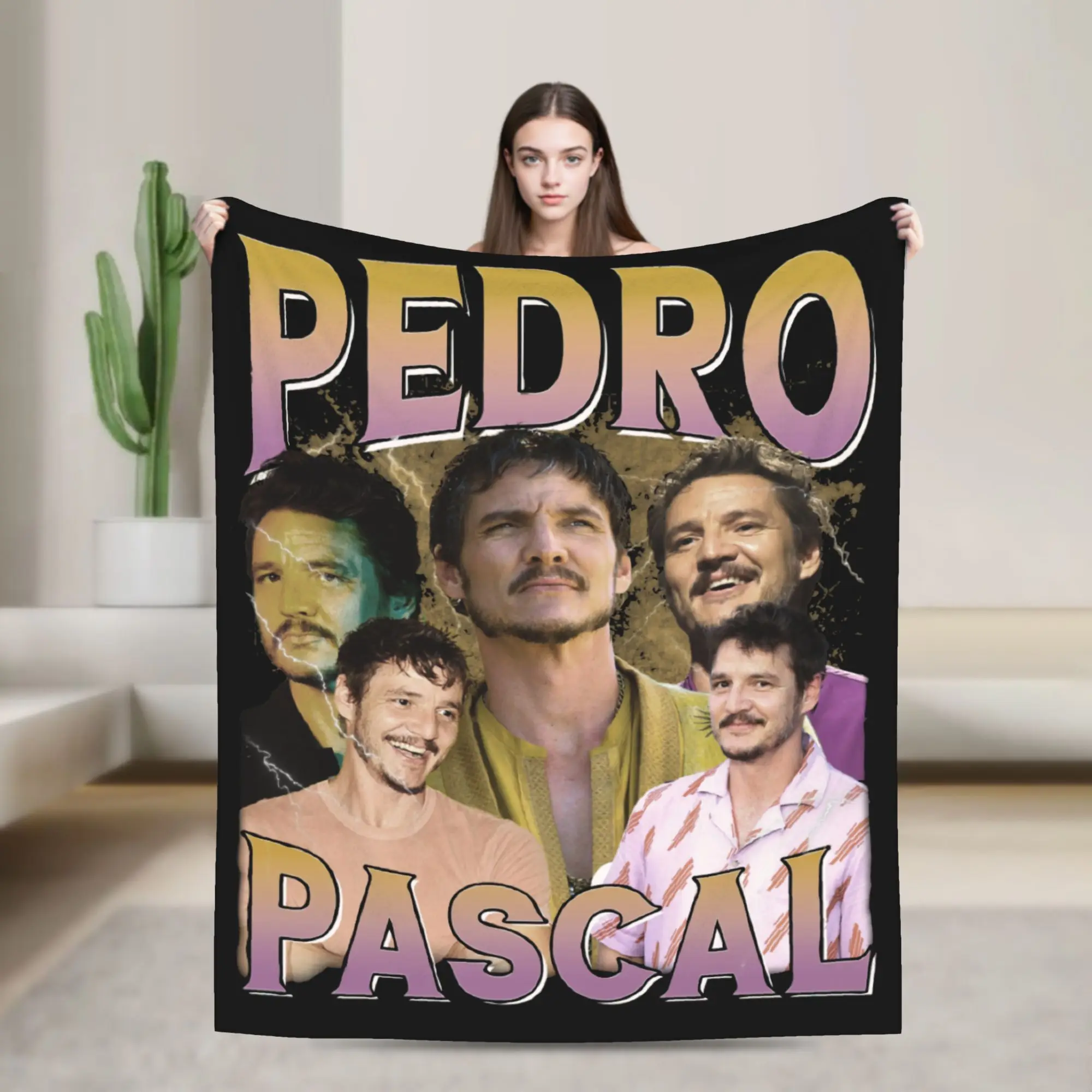 Pedro Pascal Vintage 90s Style Blanket Flannel Winter Warm Throw ...