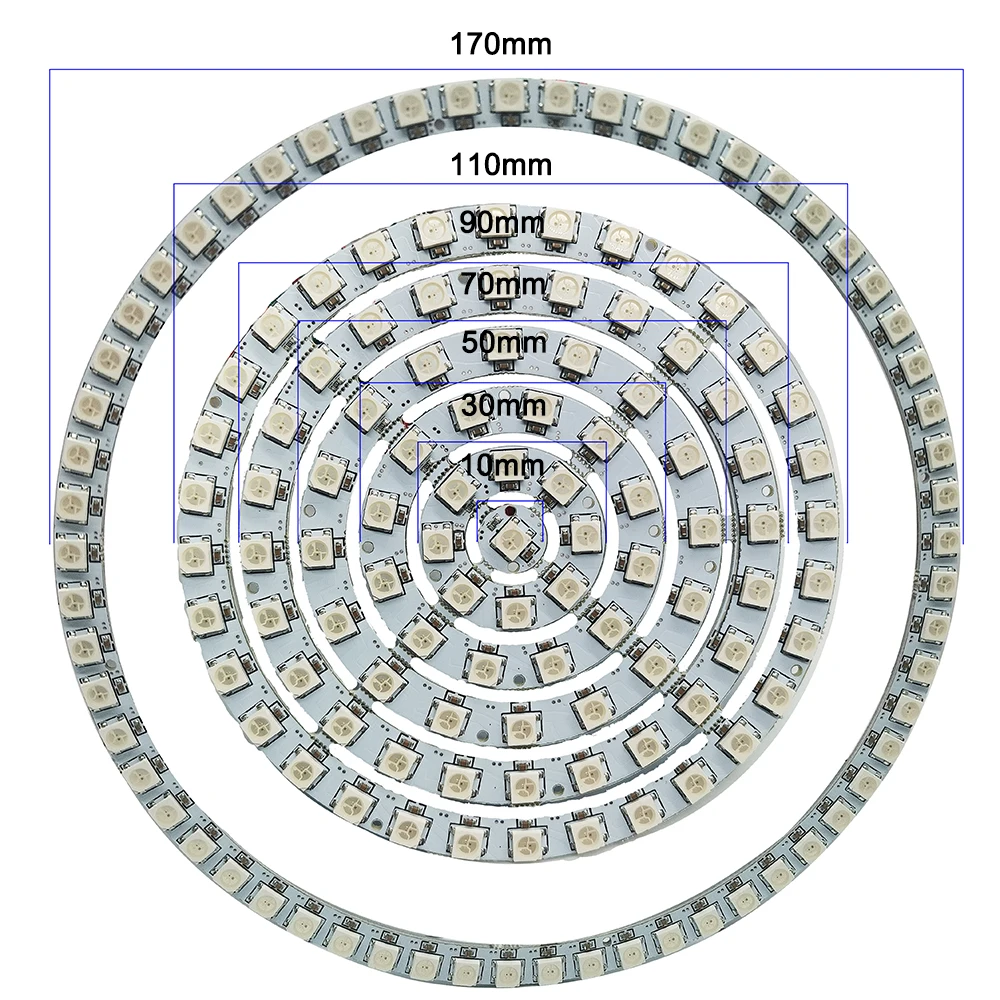 DC5V-WS2812B-LED-Ring-5050-RGB-Individually-Addressable-60-93-Pixels ...