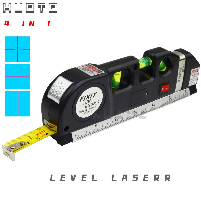 Laser Leveling Ruler With Tape Measure Multifunctional Infrared Cross ...