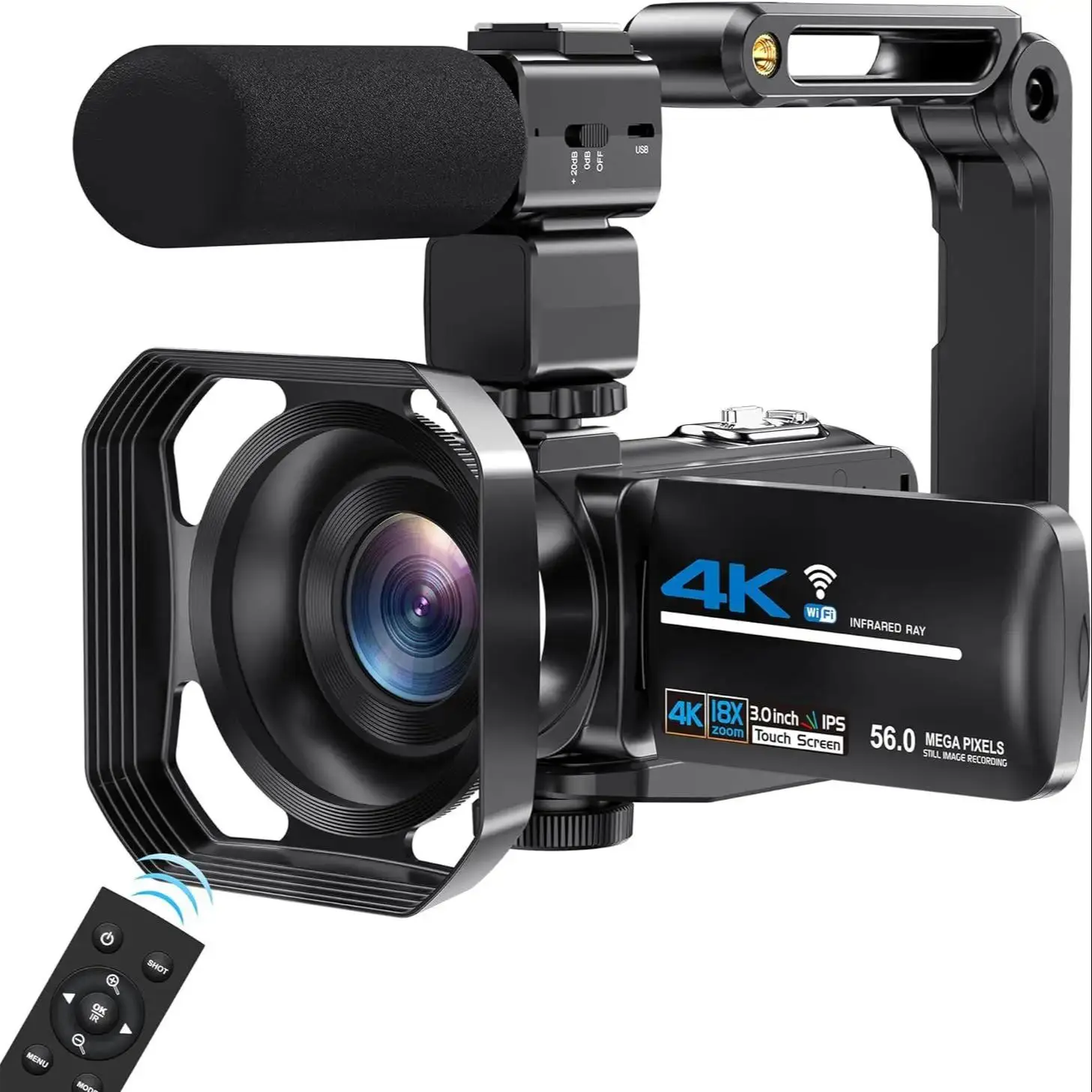 Câmera de vídeo 4k 56mp câmera de vídeo digital 18x zoom igital câmera ...