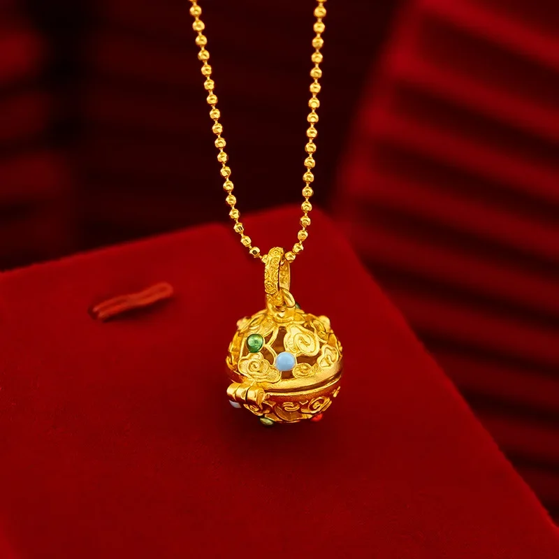 9999-real-gold-24K-yellow-gold-Sachet-Pendant-Women-s-Hollow-Censer ...