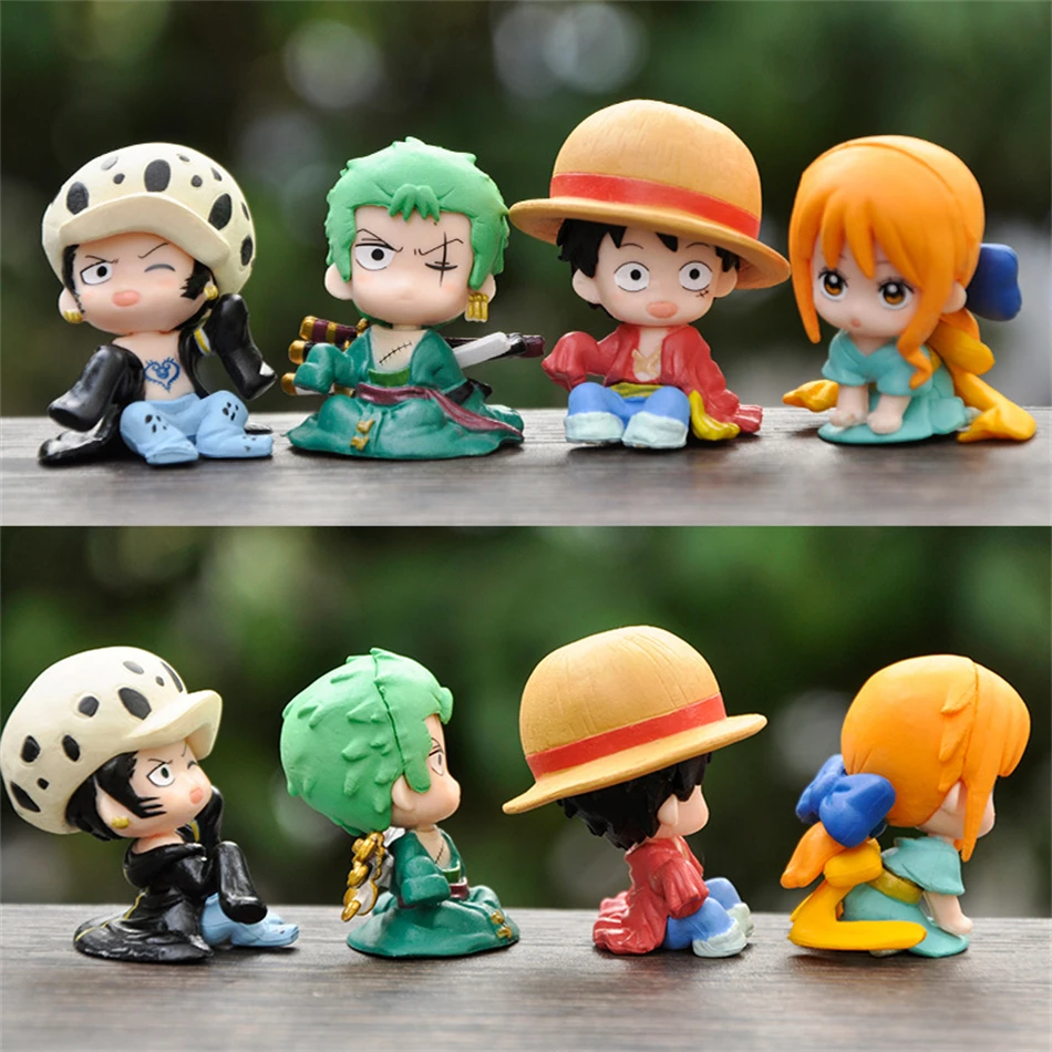 One Piece Anime Figure Toys Action Q Version Luffy Roronoa Zoro Nami ...