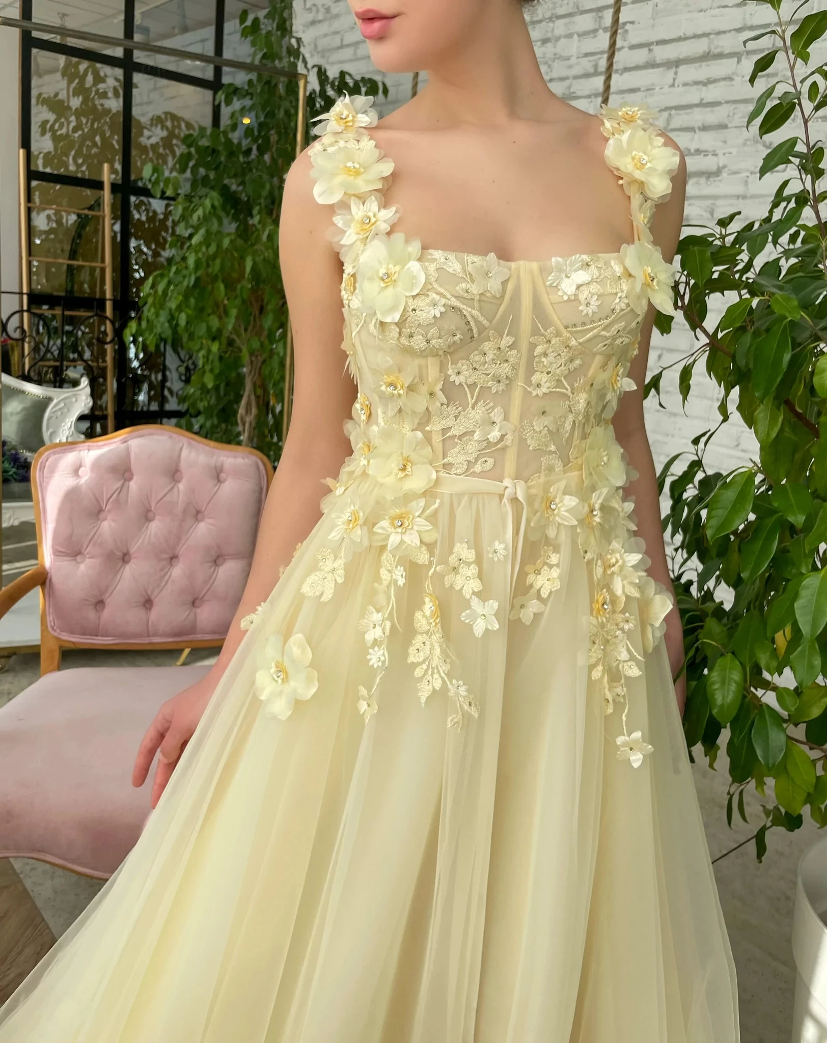 Pastel Yellow Lace Dress