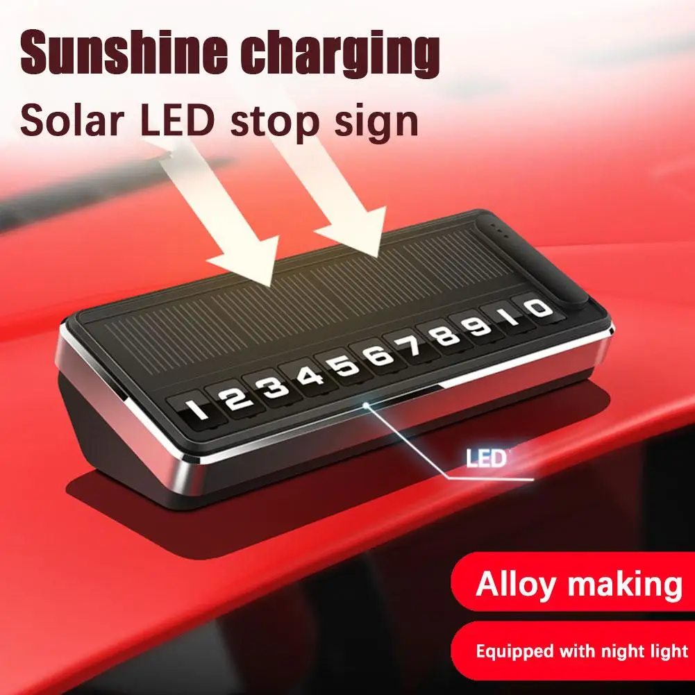 Solar-Car-Phone-Number-Plate-Led-Lighting-Temporary-Stop-Car-Hidden ...