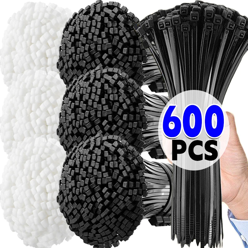 Black-White-Nylon-Cable-Ties-Self-locking-Detachable-Cord-Tie-Straps ...