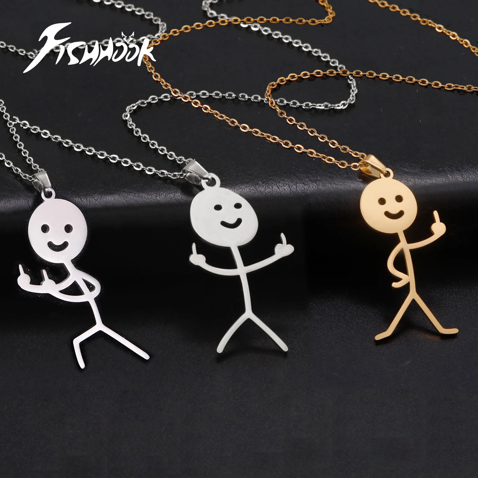 Fishhook-Hip-Hop-Necklace-Funny-Doodle-For-Men-Woman-Kid-Stickman ...
