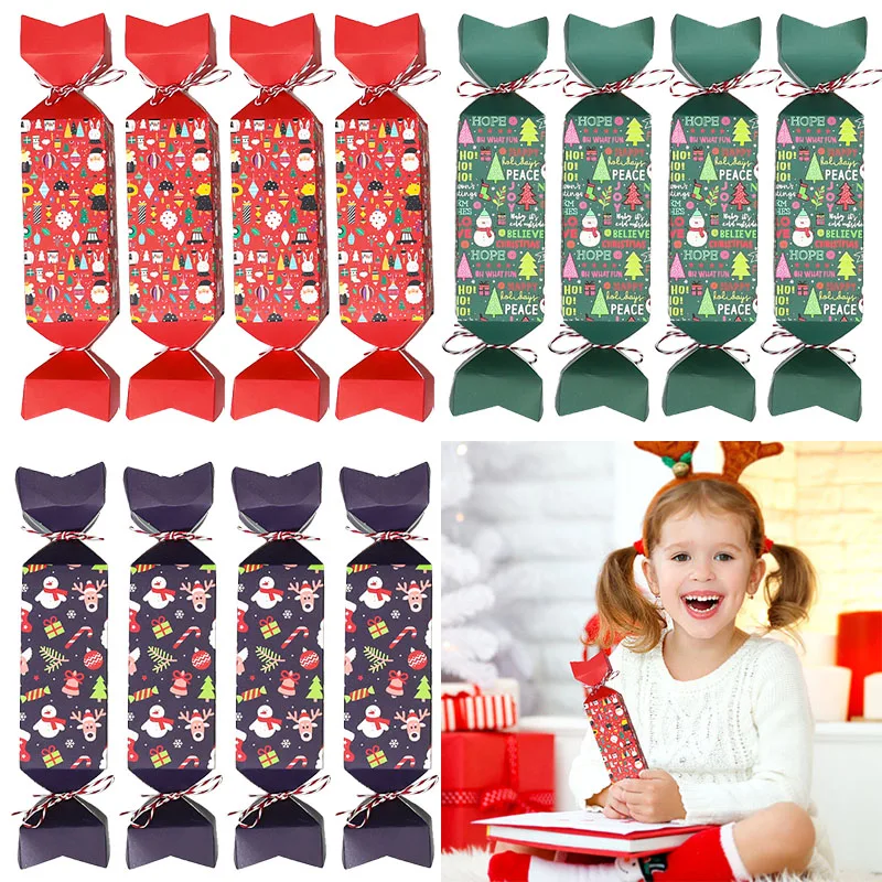 12pcs-Merry-Christmas-Red-Green-Candy-Purple-Candy-Shape-Paper-Box-DIY ...