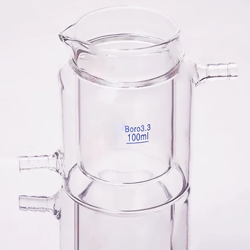 Double-layer jacketed beaker drainage small nozzle cold trap ...