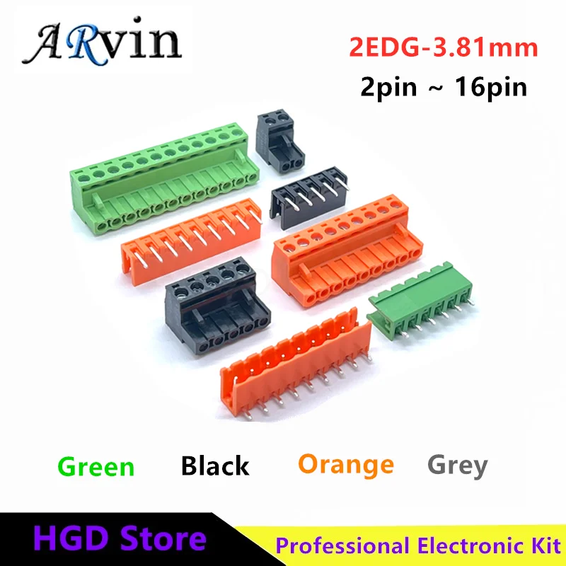 10pcs 2EDG-3.81mm plug-in PCB wiring terminal 15EDGK/VC/RC straight ...