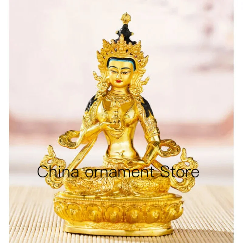 Estatua-de-Buda-de-bronce-pintada-a-mano-antigua-chapada-en-oro-Guanyin-Bodhisattva-Tara ...