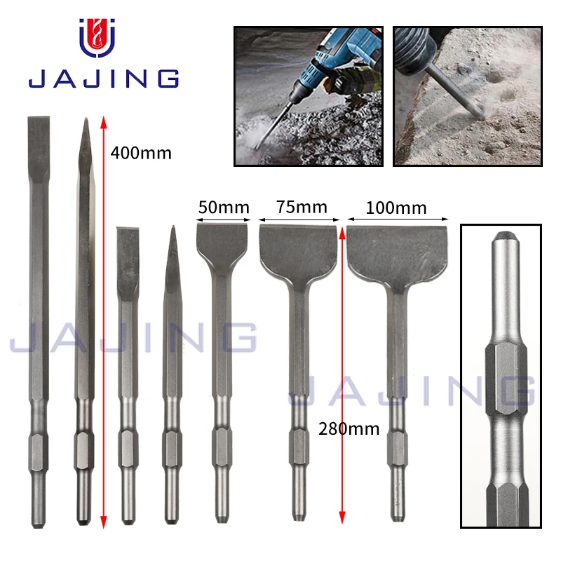 1pc 17mm Hex Shank Electric Hammer Bull Point Flat Spade Chisel Bit For ...