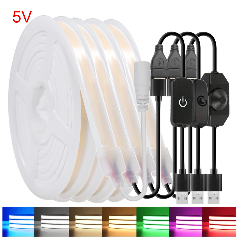 5V-COB-LED-Strip-Neon-Light-USB-Power-Waterproof-Silicone-Tube-Lamp ...
