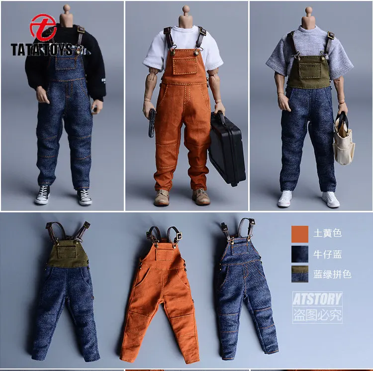 1-12-Scale-male-dolls-clothes-overalls-pants-fit-6-action-figure-body ...