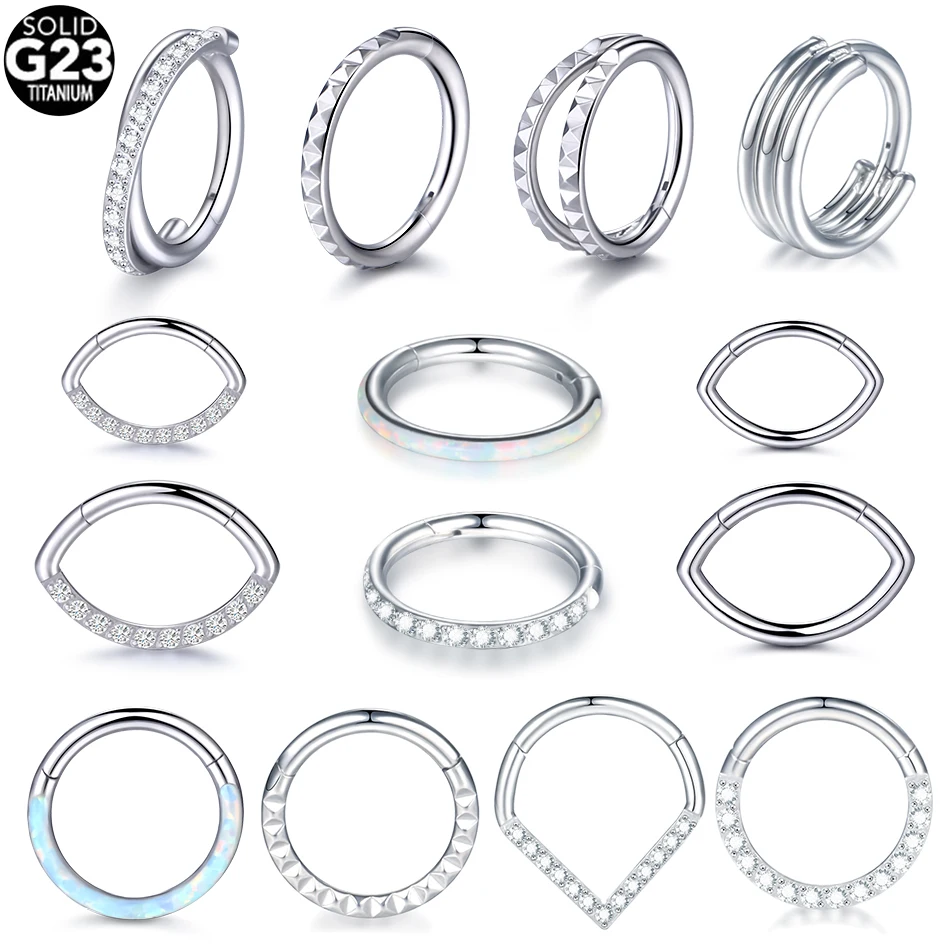 Titanio-Piercing-setto-Clicker-naso-cerchio-CZ-Piercing-Septo ...
