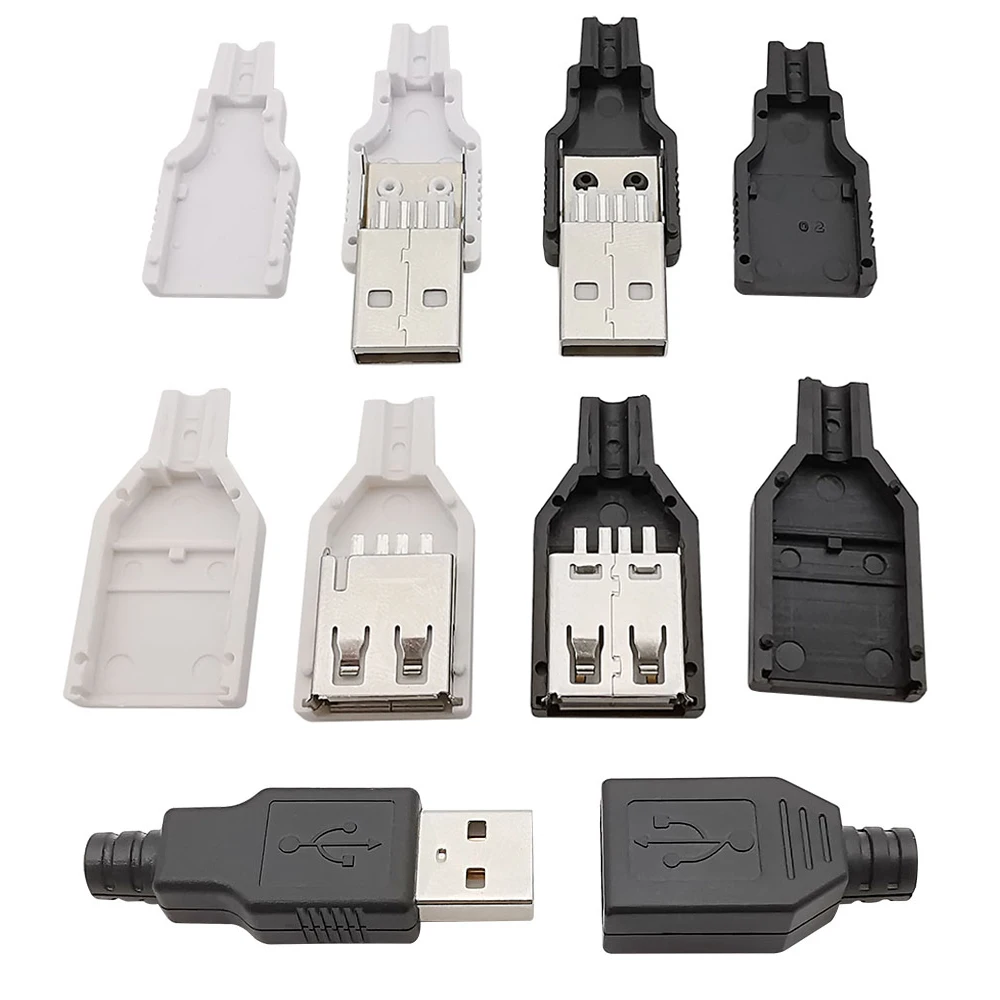 5-10Pcs-Type-A-Male-Female-USB-4-Pin-Plug-Socket-Soldering-Connector ...