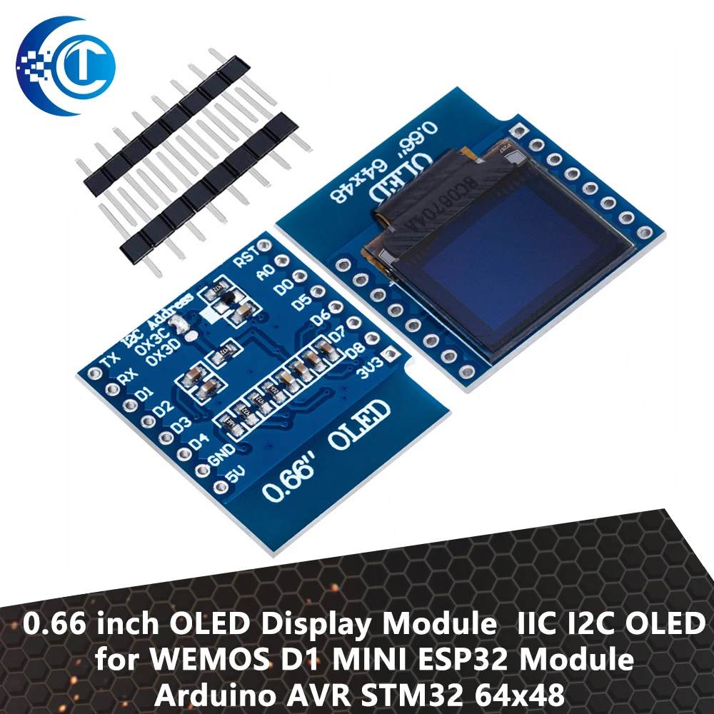 0 66 Inch Oled Display Module For Wemos D1 Mini Esp32 Module Arduino Avr Stm32 64x48