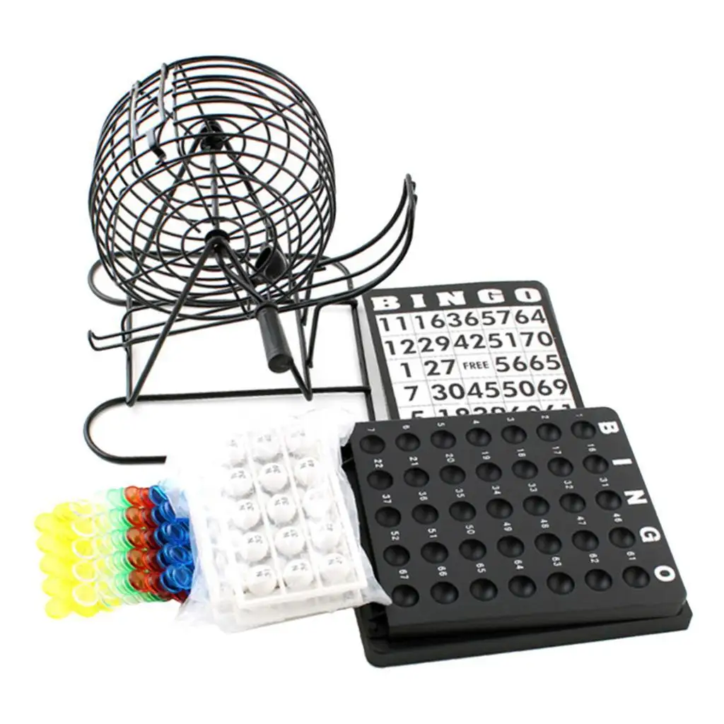 Classic-Bingo-Cage-Game-with-75-Ball-15-Token-Marker-18-Card-Christmas ...