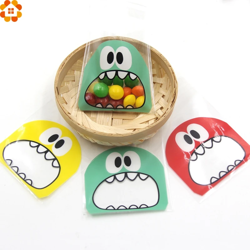 100PCS 7CM/10CM Cute Cartoon Monster Cookie&Candy Bag Self-Adhesive ...