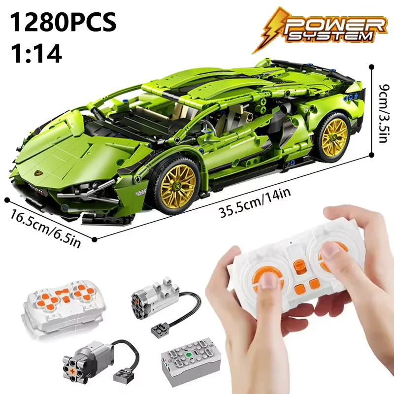 Technical-Remote-control-Racing-Car-1280PCS-1-14-Model-Building-Blocks ...