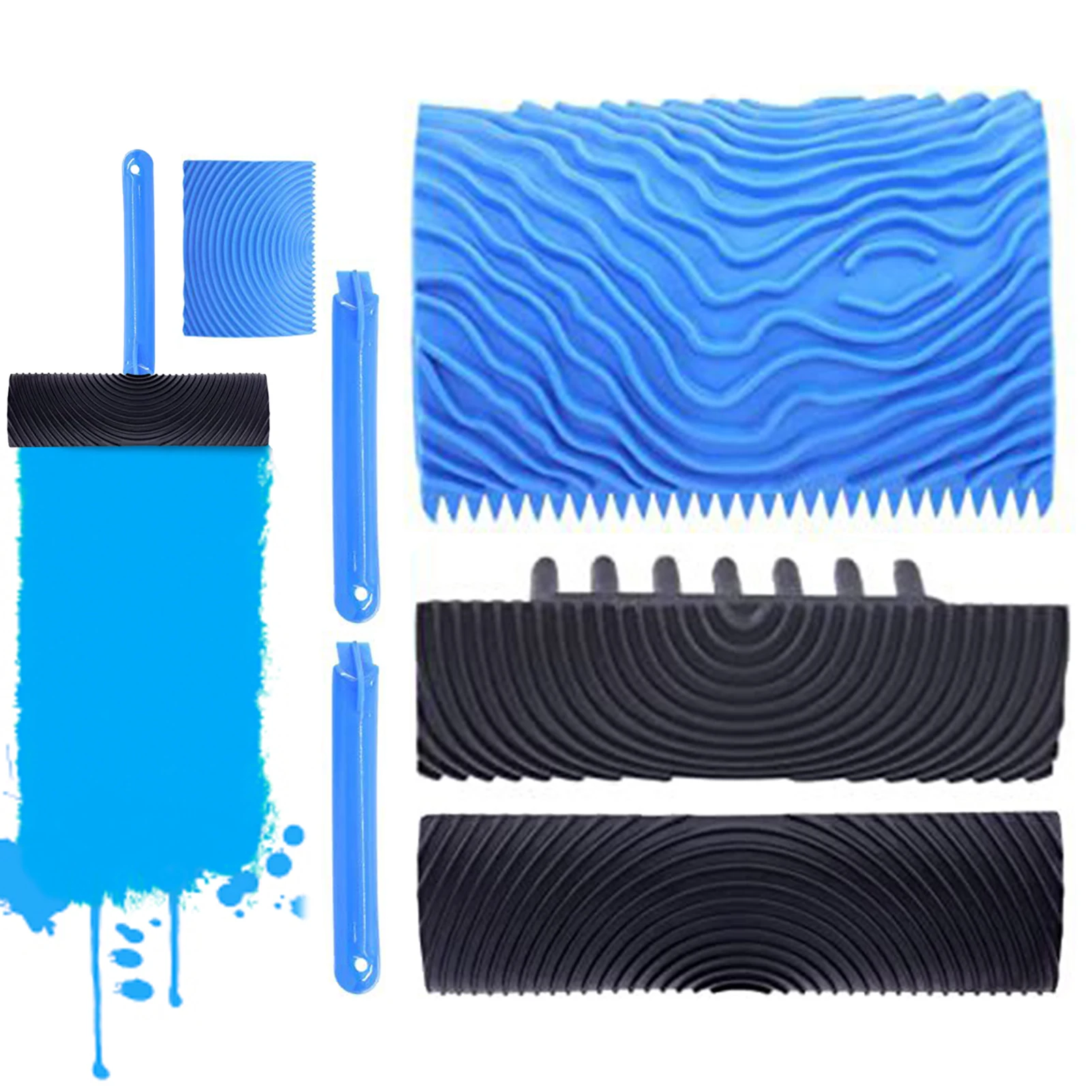 1 Set Wall Texture Roller Imitation Wood Grain Pattern Wood Texture ...