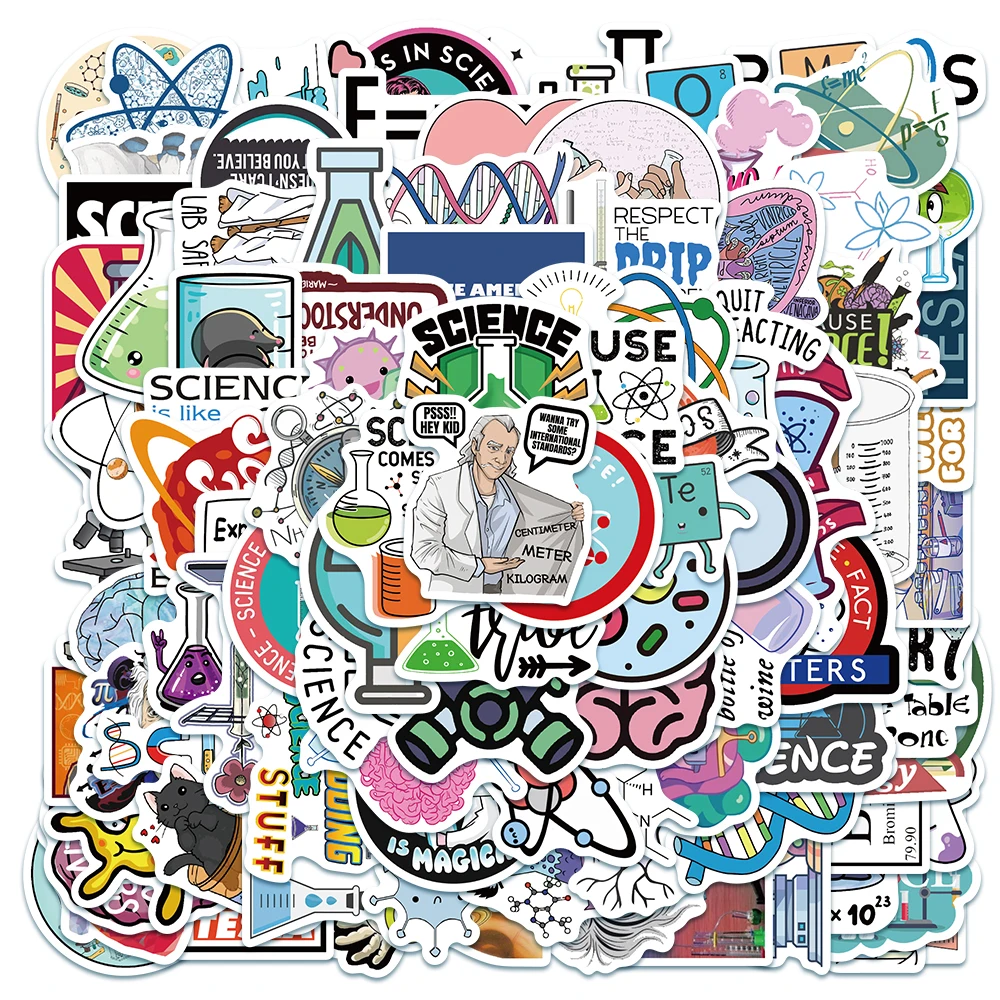 50-100pcs-Cartoon-Science-Laboratory-Stickers-For-Laptop-Luggage-Phone ...