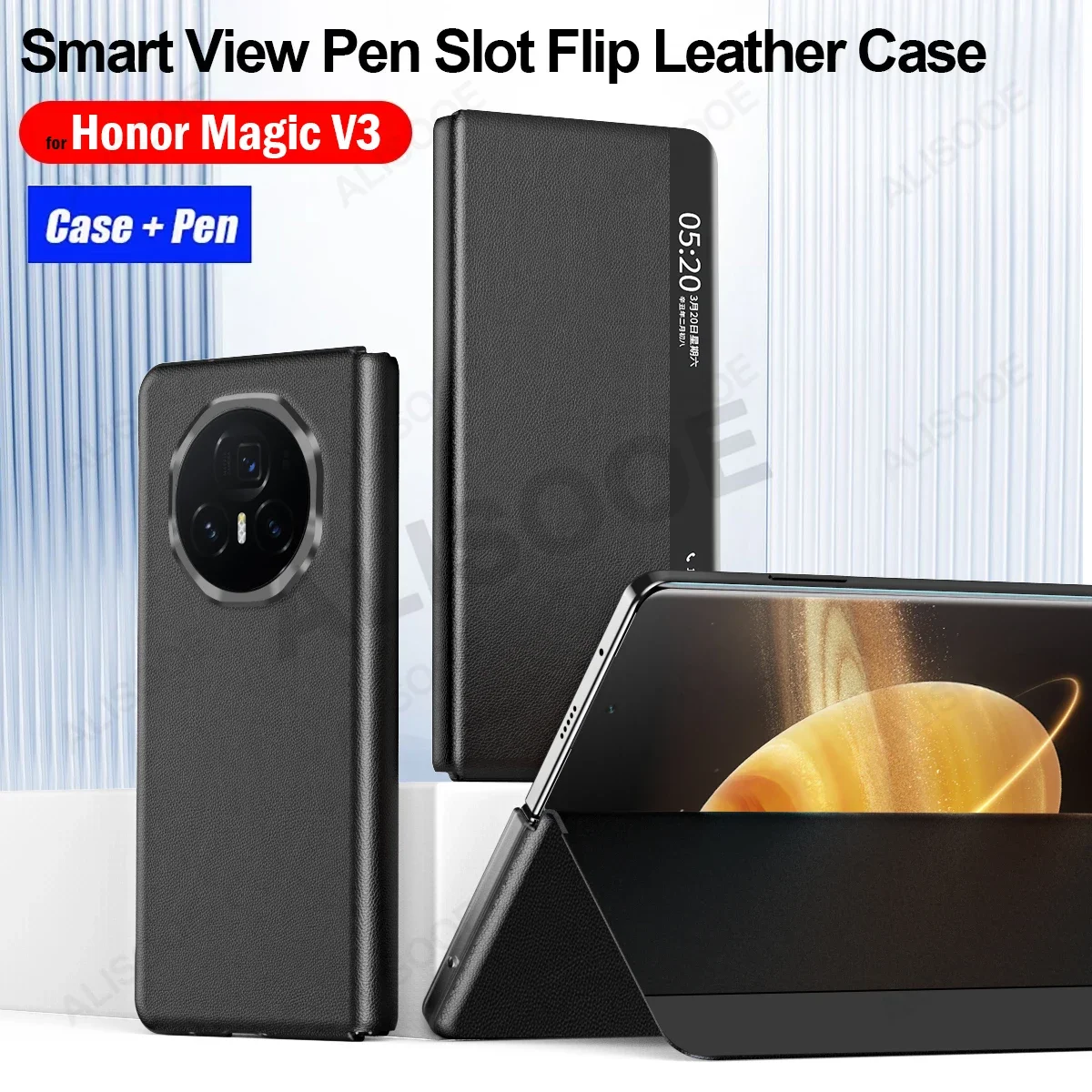 With-Touch-Pen-Slot-Flip-Cover-for-Honor-Magic-V3-Case-Leather-Smart ...