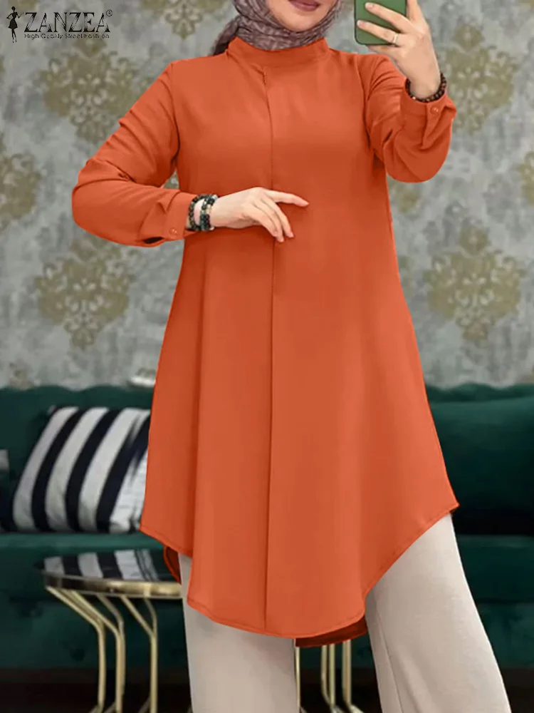 ZANZEA-Autumn-Women-Muslim-Tops-Solid-Color-Long-Sleeve-O-Neck-Blouse ...