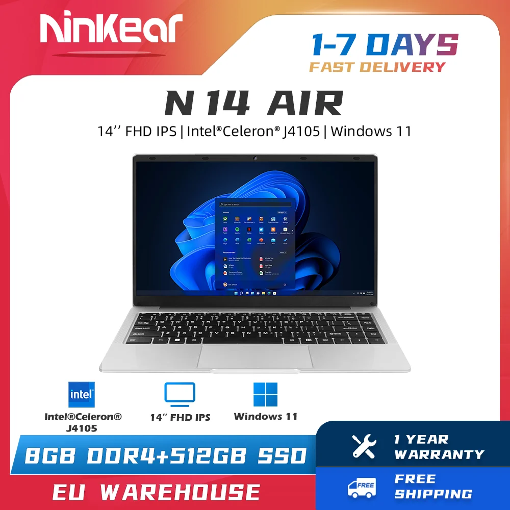 Ninkear n14 Air Laptop 14 Zoll ips fhd 256 * Dual WLAN 8GB RAM GB SSD ...