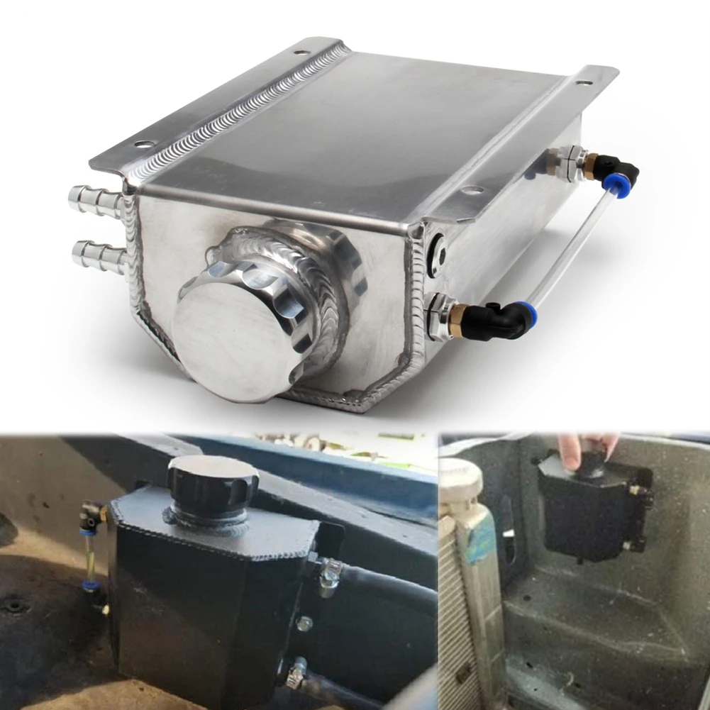 Liga de alumínio Refrigerante Tanque com dreno Plug, Óleo do motor Combustível Gás Catch Can ...