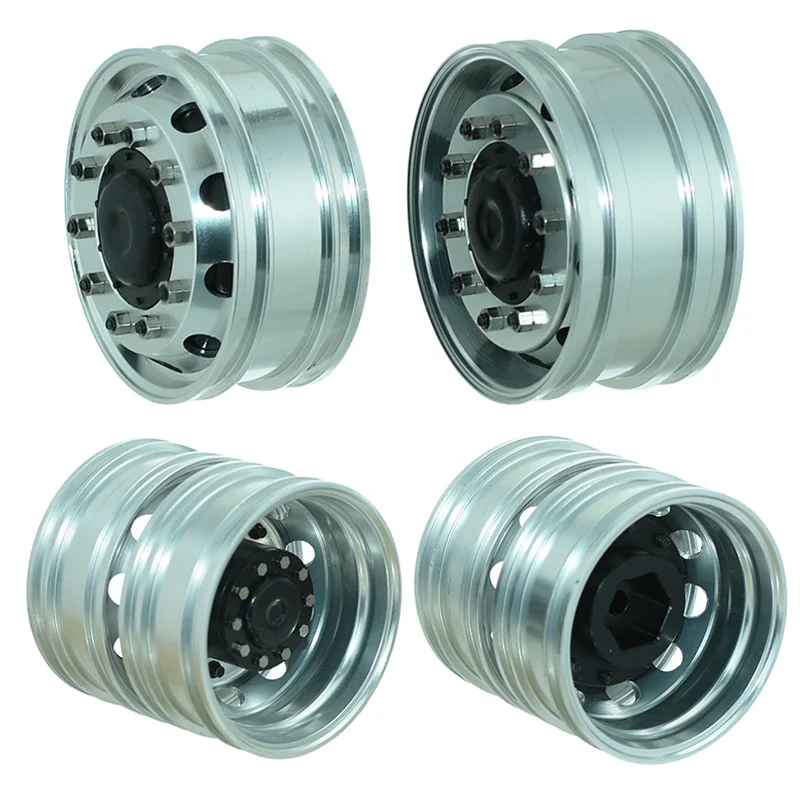 Llanta de cubo de rueda delantera y trasera de Metal, 2 piezas, para 1/14 Tamiya RC, camión ...