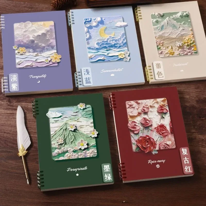 Notebook-Retro-Oil-Painting-Style-Handbook-A4-Lined-Office-Supplies ...