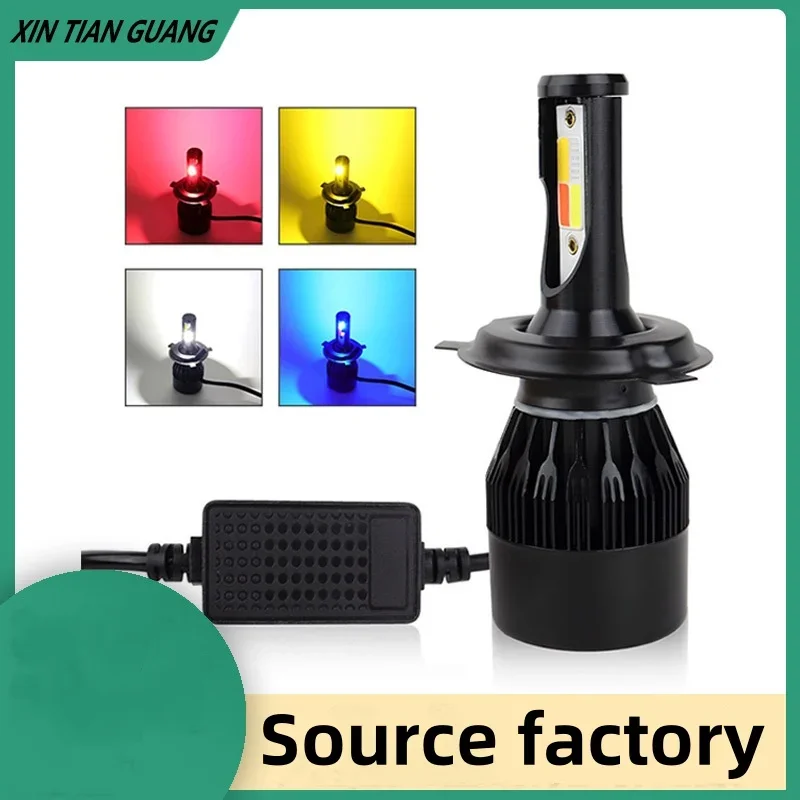 Car-led-headlights-four-color-spotlight-flash-headlights-near-and-far ...