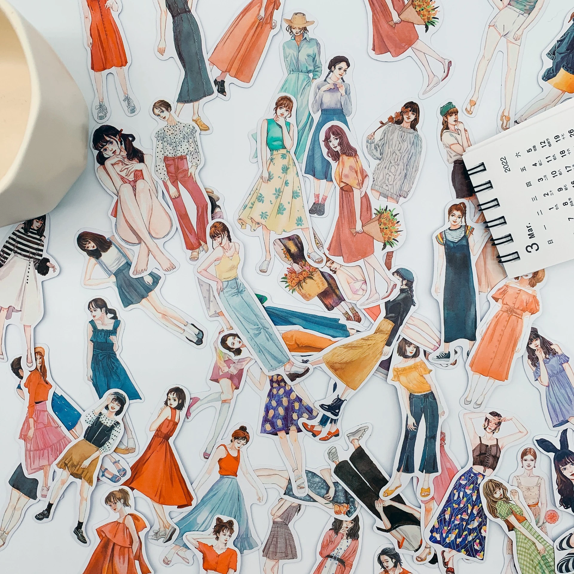 100pcs Fashion Girl Dressing Material Stickers Pack Scrapbooking Junk ...