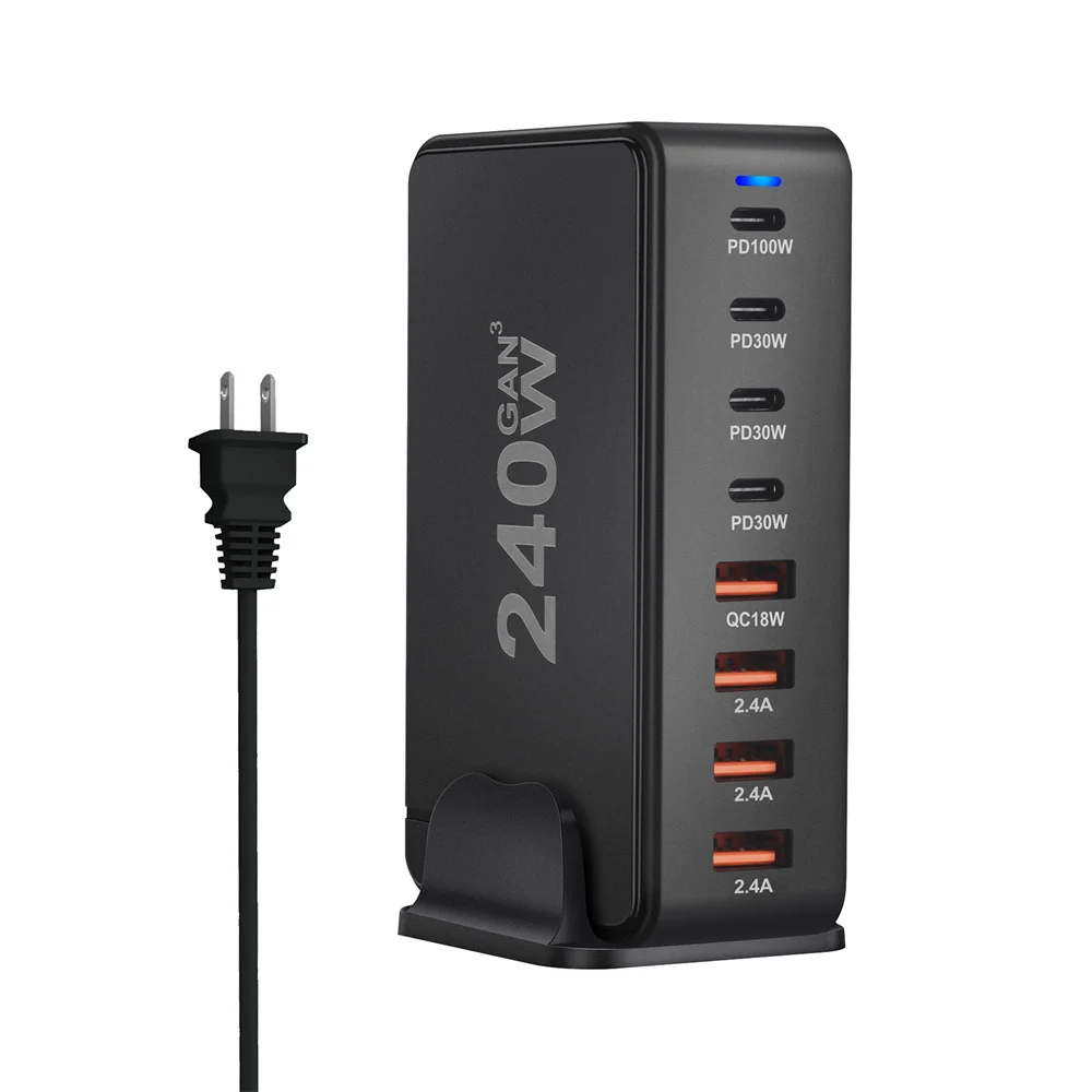240W-Desktop-GaN-Charger-8-port-USB-Type-C-PD-Charger-Fast-Charge-3-0 ...