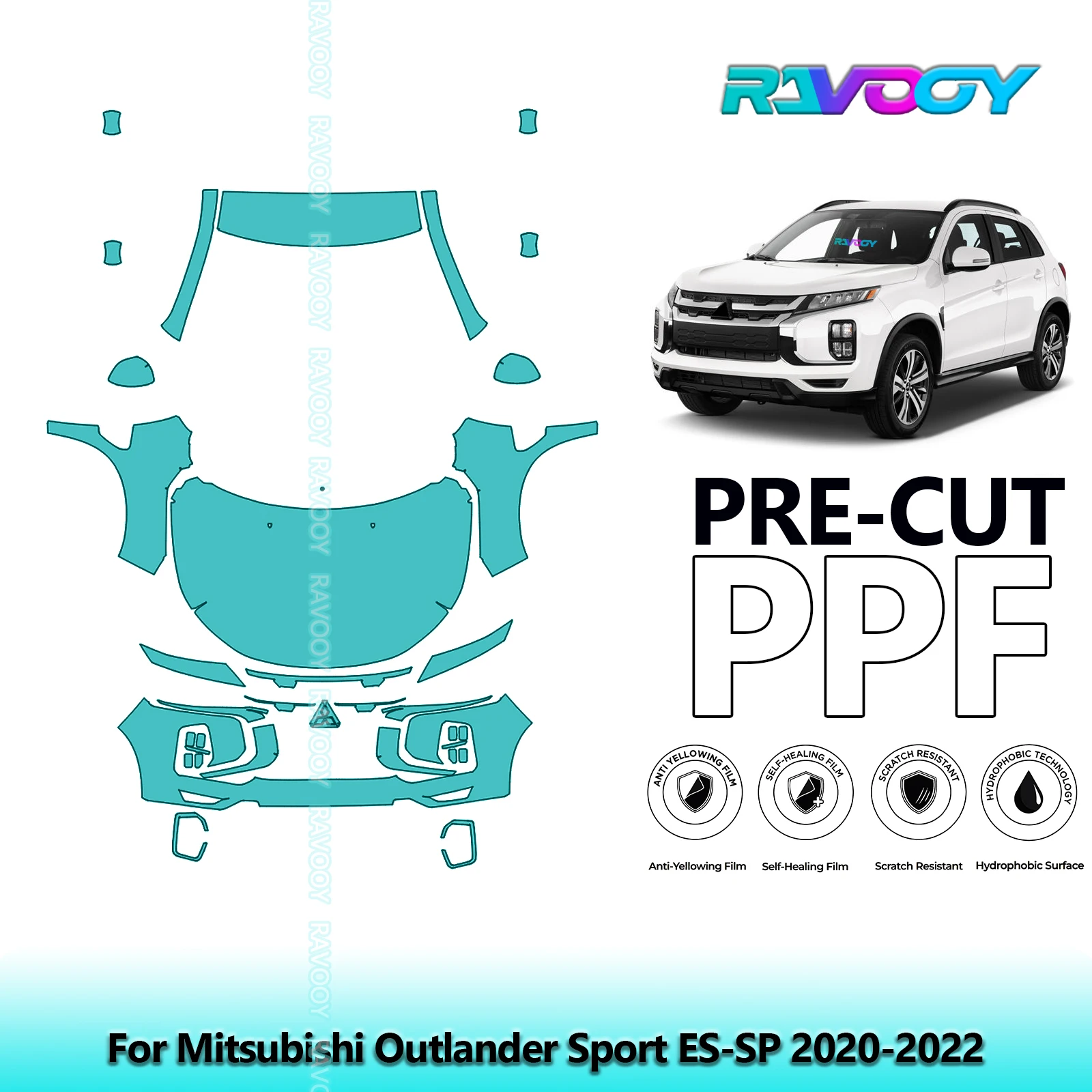 Car Front Kit Clear Bra Precut PPF Paint Protection Film For Mitsubishi ...
