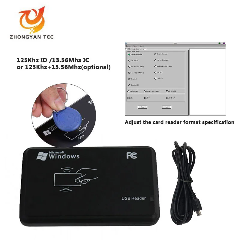 13.56Mhz 125Khz RFID Desktop Reader OTG Type C Plug Play Contactless Dual Frequency Skimmer NFC ...