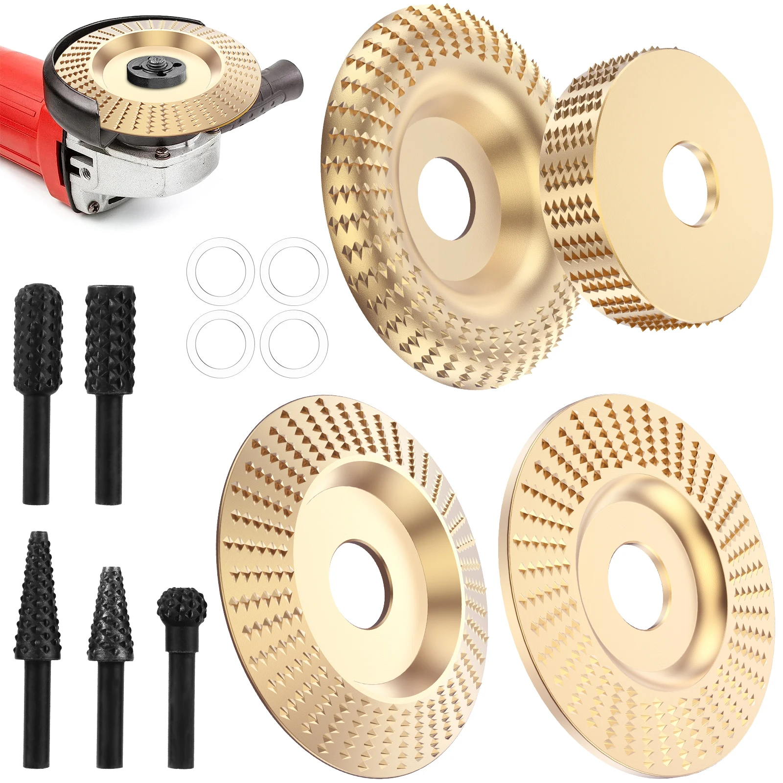 9Pcs Wood Carving Disc Rotary Burr Rasp Set Angle Grinder Polishing ...