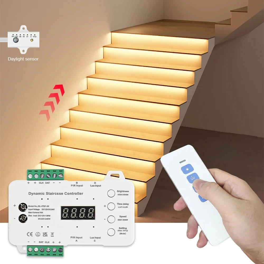Motion-Sensor-Stair-LED-Strip-5-28-Steps-Stair-COB-LED-Strip-Staircase ...
