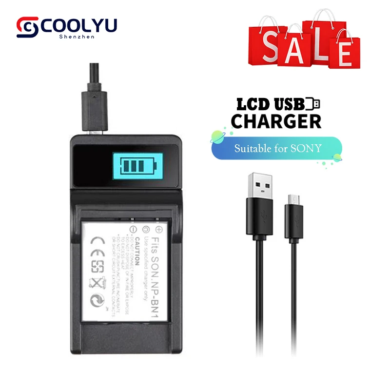 USB Cable LCD Battery Charger NP-BG1 FG1 BD1 Recharge For SONY DSC-W70 W30 H10 H50 H70 H90 W290 ...