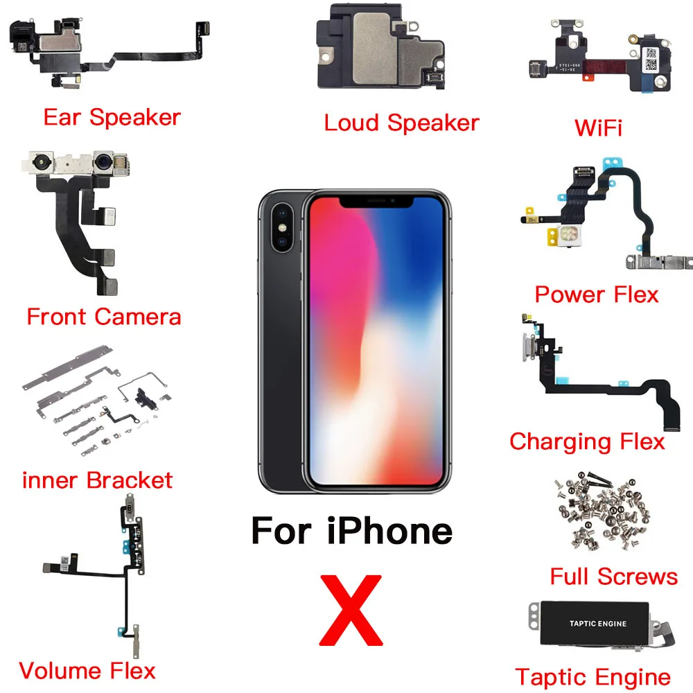 Internal-Parts-Replacement-For-iPhone-X-Front-Camera-Ear-Speaker-Power-Volume-Charing-Flex-Cable ...