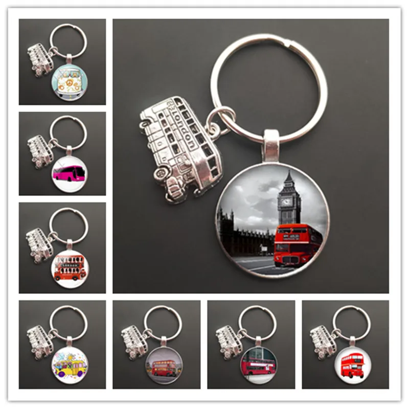 happy kids school bus keychain fashion British London Double Decker Bus ...