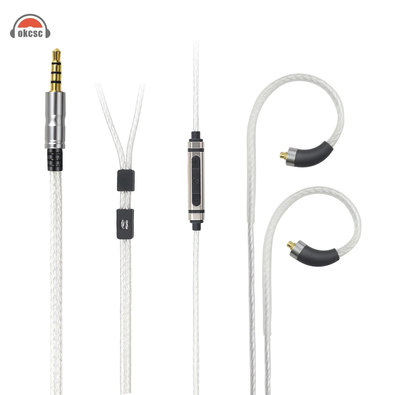 OKCSC-HiFi-IEM-Cable-with-Microphone-MMCX-to-3-5mm-Plug-Updated-Silver ...