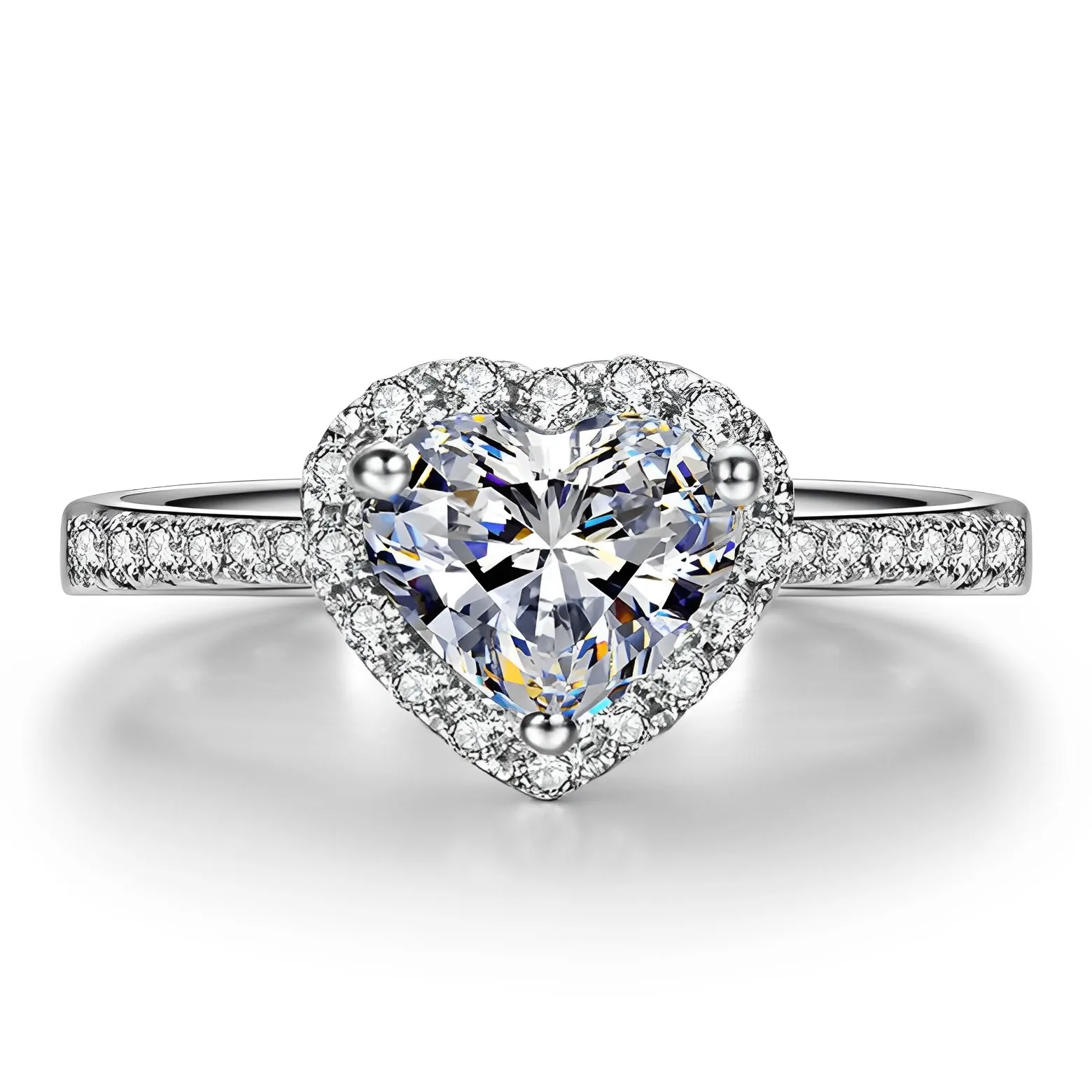 925-Sterling-Silver-Heart-Ring-for-Women-Square-Round-Promise-Rings-for ...