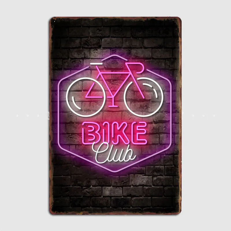 Bike-Club-Neon-Wall-Sign-Metal-Poster-Garage-Room-Wall-Decoration ...